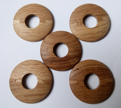 1x WOODEN Radiator Pipe Cover For 15mm Pipes, Wood Oak Low profile 5mm ...