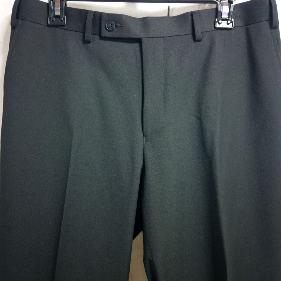 Van Heusen 44R 2 Button Black 2pc Suit 33x30 Flat Front | eBay