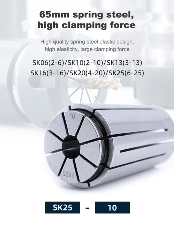 SK Collet SK10/16/20/25 Spring Chuck High Precision for CNC Milling ...