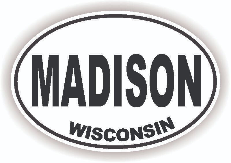 Madison Wisconsin Oval Vinyl Decal Sticker State Car Truck Home WI USA ...