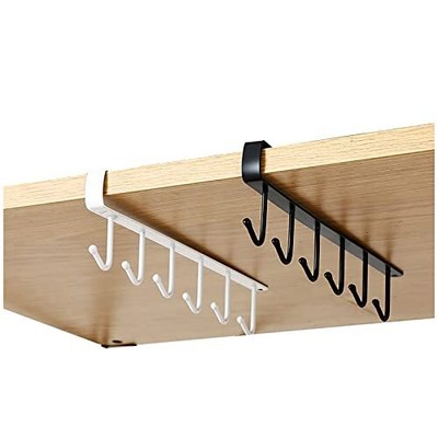 2 Pack Under Cabinet Hanger Hooks Rack for Coffee Cups Mugs Utensils ...
