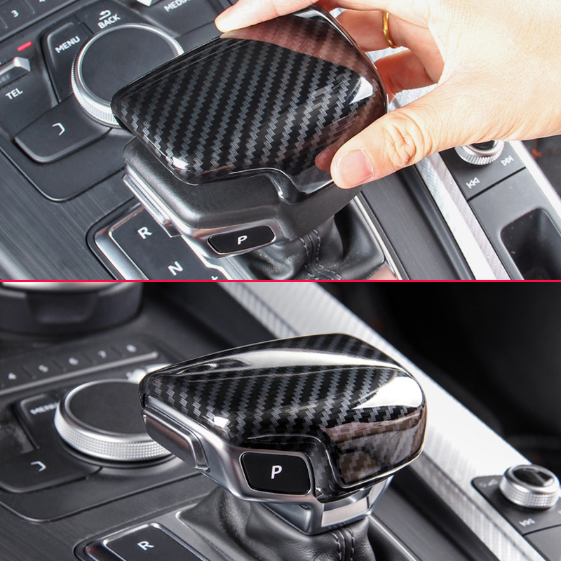 For Audi A4 B9 A5 Q5 Q7 LHD Carbon Fiber Gear Shift Knob Cover Trim ...