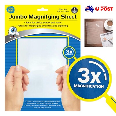 1x Jumbo Magnifying Sheet A4 Full Page Reading Text Lens 3X ...