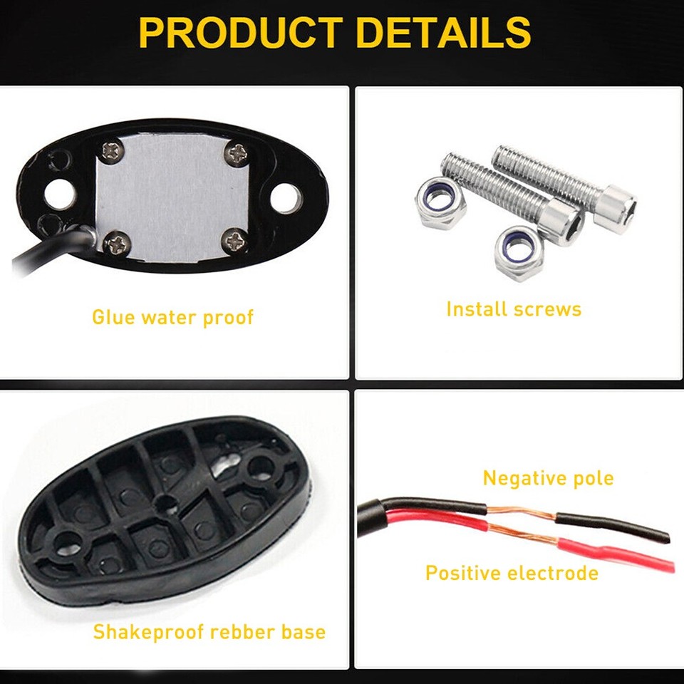 4pcs Blue LED Rock For Lights Jeep Offroad Boat Truck UTV ATV Underbody ...