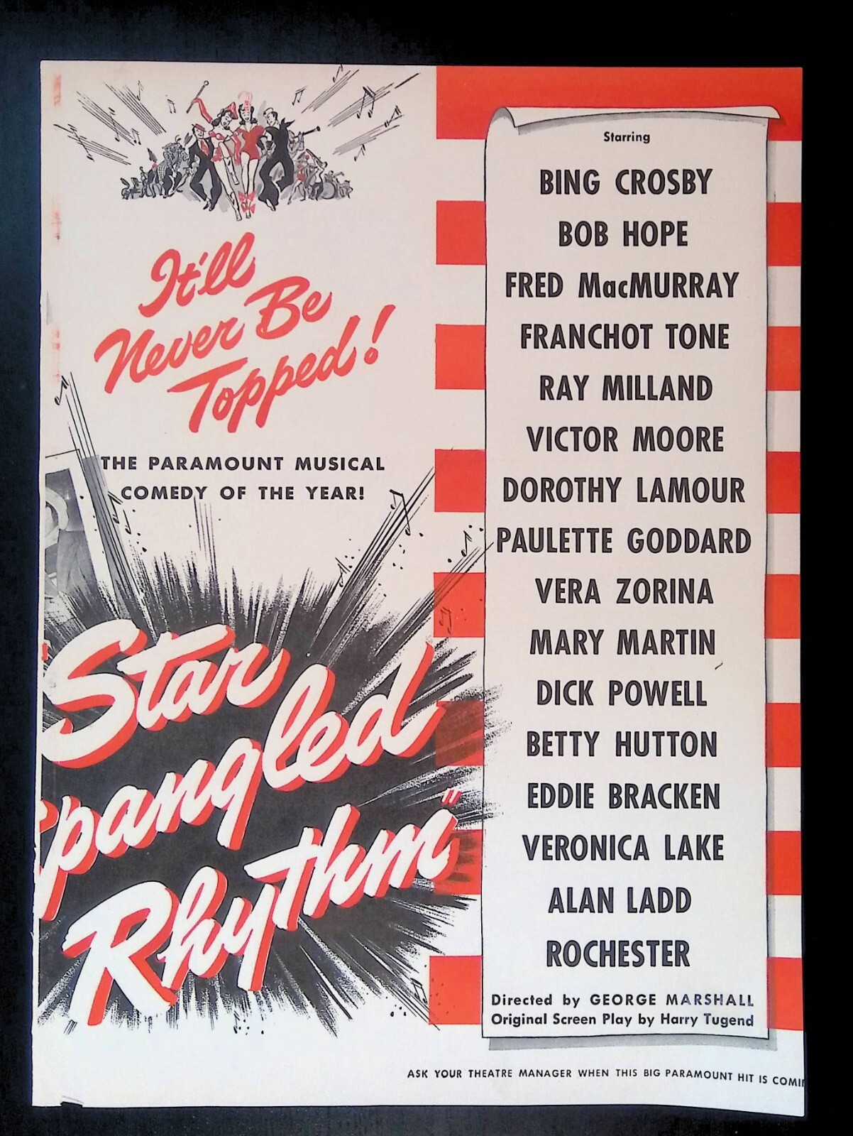 Print Ad 1943 Paramount Musical Bob Hope Bing Crosby Dorothy Lamour Ray ...