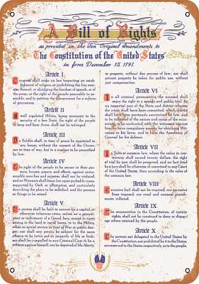 METAL SIGN - 1791 United States Bill of Rights - Vintage Look ...