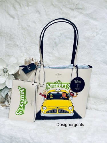 NWT Kate Spade x Muppets Tote Disney Miss Piggy Kermit Fozzy Leather ...