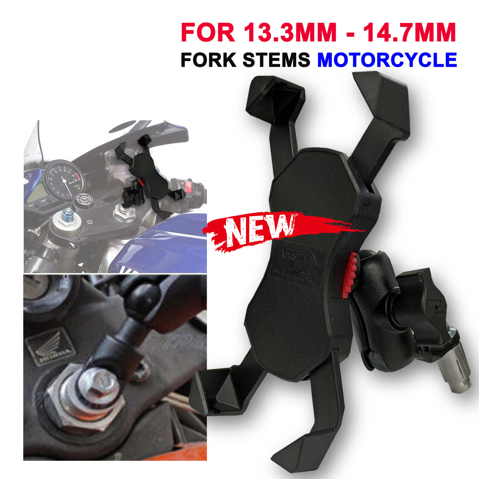 Motorcycle Fork Stem Mount Base Cylindrical Bore Wall Phone Mobile GPS ...