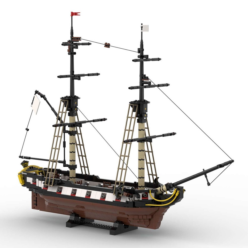 Brig / 18-gun Flush-deck Brig-sloop for Pirates Theme 1690 Pieces MOC ...