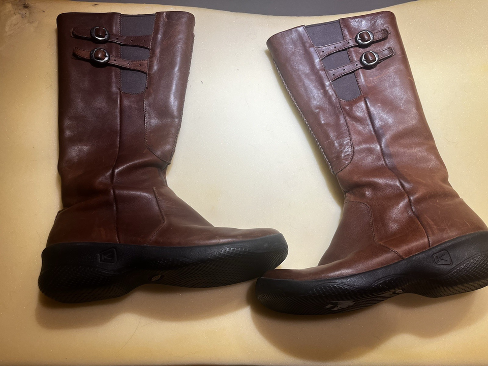 KEEN Bern Baby Tall Riding Boots Women 8 Brown Leather Boots Side Zip ...