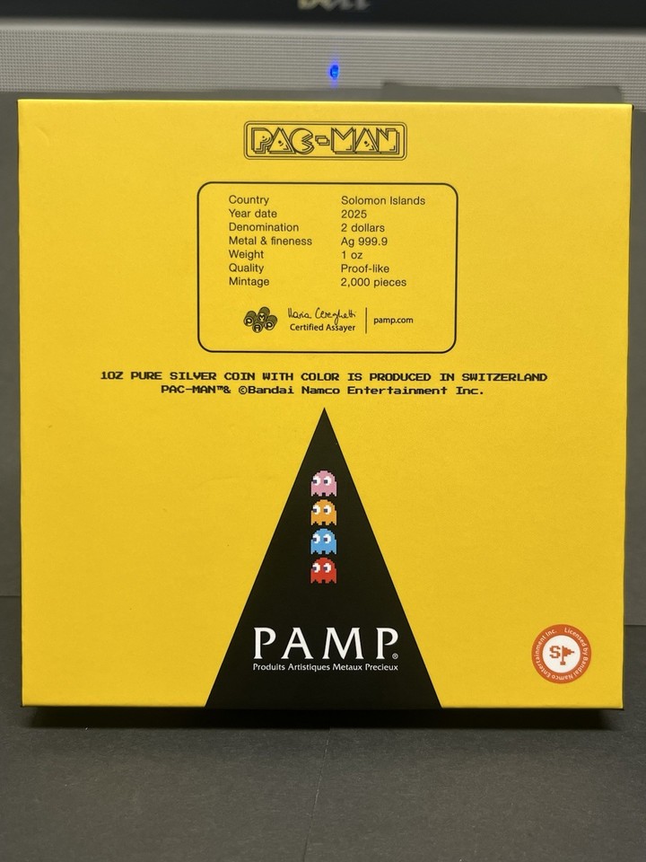 PACMAN 45th Anniversary 1 Gram GOLD BAR & 1 Oz Colorized Silver LIMITED ...