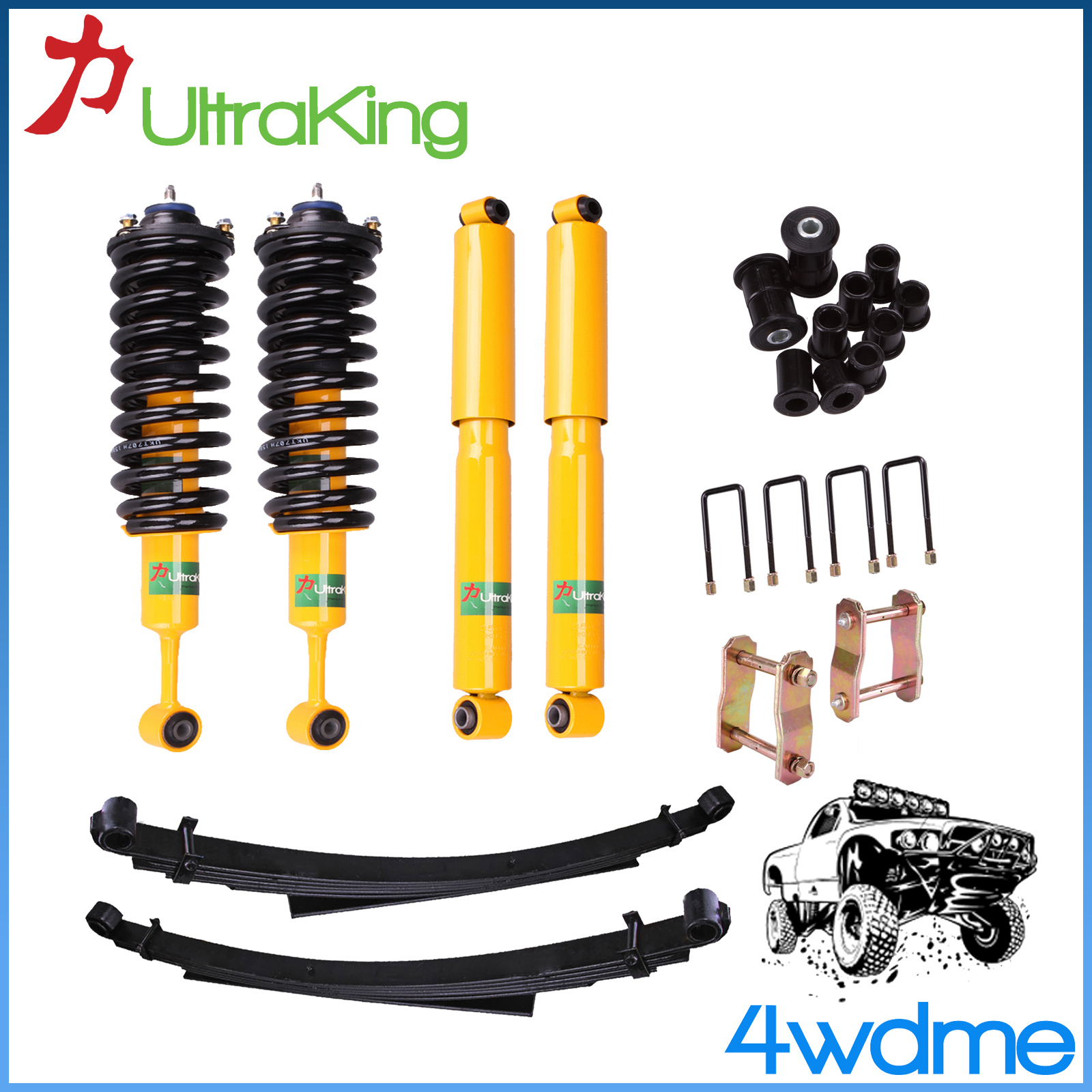 Fits Toyota Hilux KUN26 Front & Rear Shocks Coil Spring Leaf Spring 2 ...