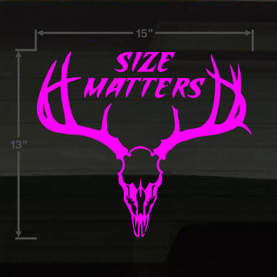 Size Matters Deer Buck Skull Rack Sport Hunting 15x13 Large PINK Decal ...