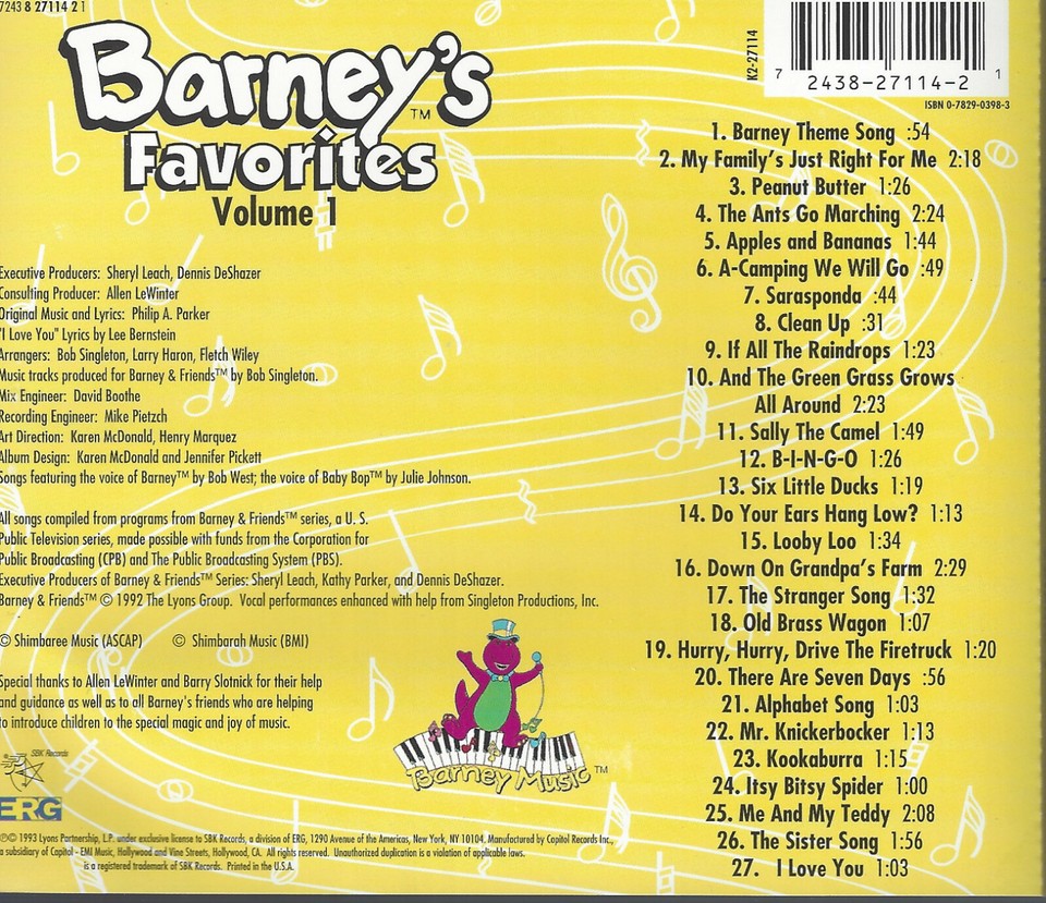 Barney's Favorites, Vol. 1 (CD, Aug-1993, SBK Records) 724382711421| eBay