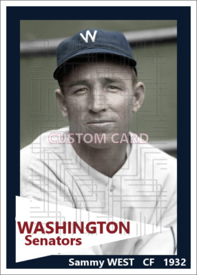 Sam West - 1932 Washington Senators - 2.5 x 3.5 custom card (blank back ...