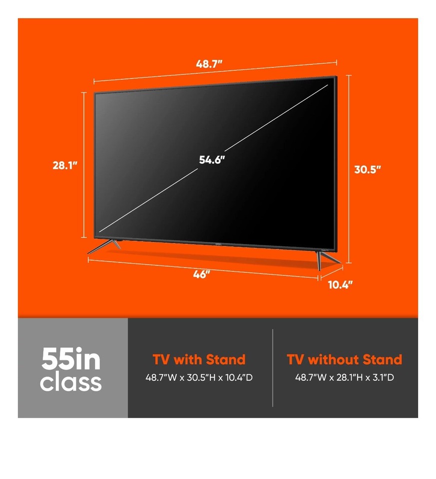 onn. 55” Class 4K UHD (2160P) LED Roku Smart Television HDR | eBay