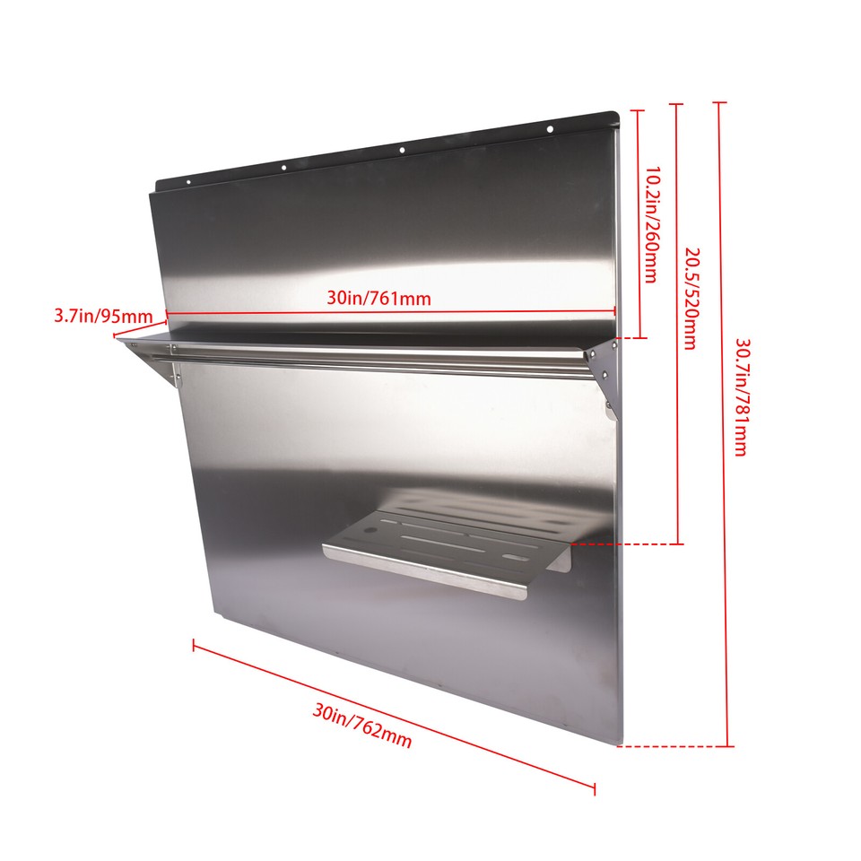 Backsplash Shelf Stainless Steel Kitchen Range Hood Wall Tile Shield ...