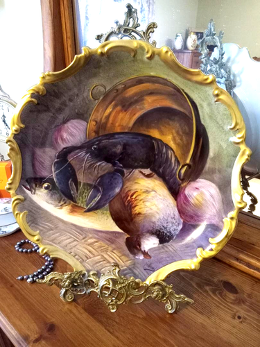 16" Limoges Hand Painted Lobster Fish Wall Charger,Artist Signed | eBay