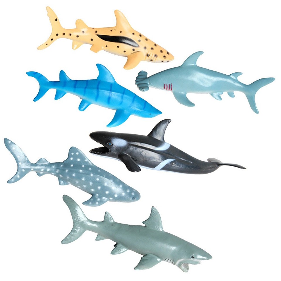 6 Pcs Simulation Shark Model Ocean Animals Figures Fake Ornament | eBay ...