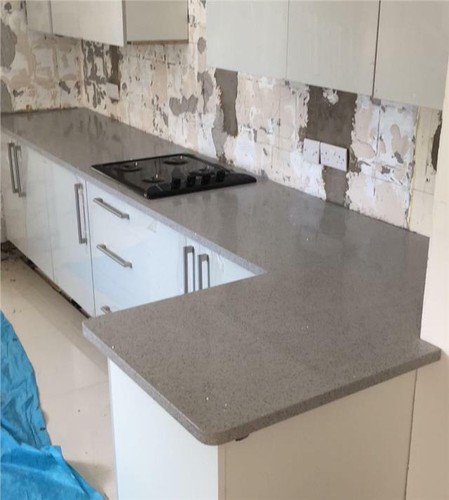 Stardust Light Grey Sparkle Quartz Kitchen Worktop Counter 3000mm x ...