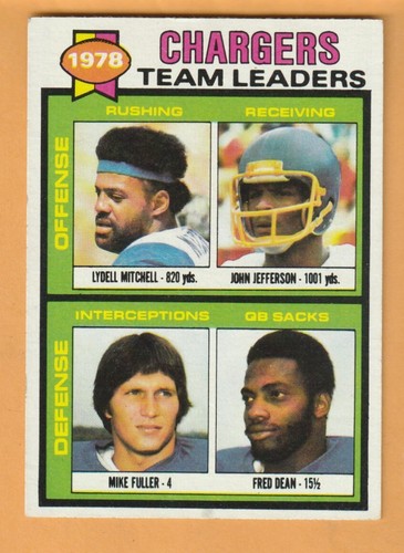 Lydell Mitchell John Jefferson Fred Dean San Diego Chargers 1979 Topps ...
