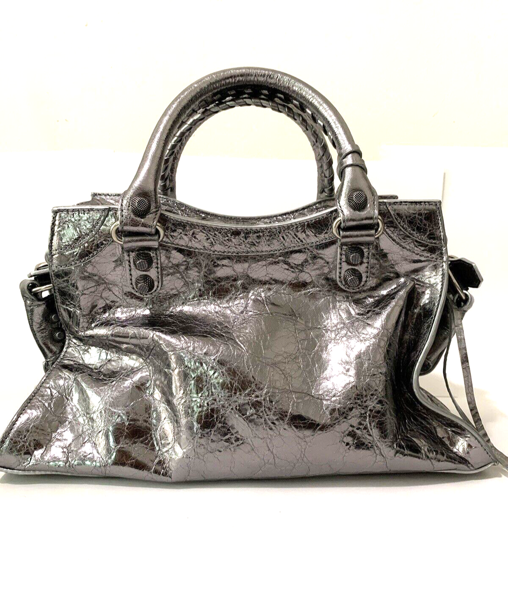 Balenciaga Le City Medium Silver Leather Shoulder Bag New Balenciaga Le City Medium Silver Leather Shoulder Bag New