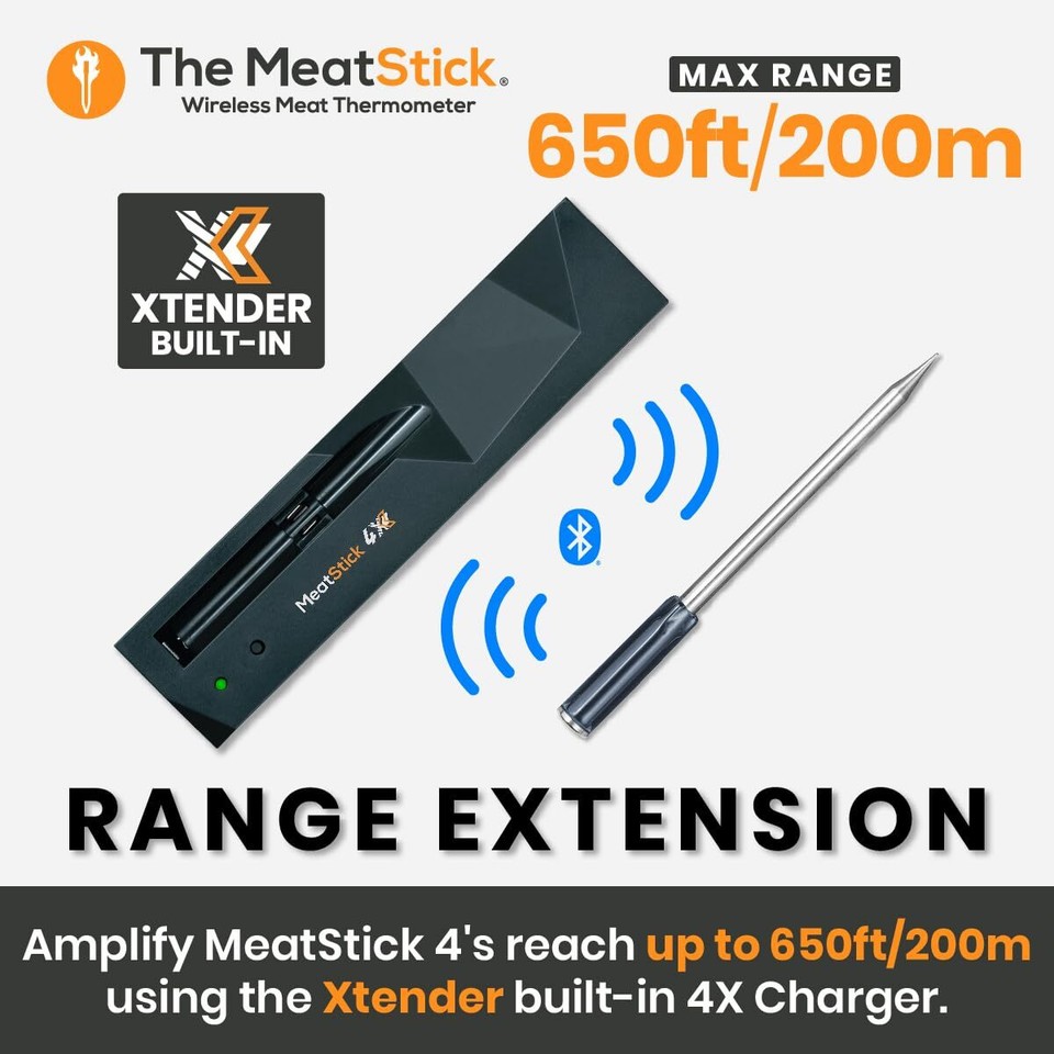 Meatstick 4x Set | Quad Sensors Smart Wireless Meat Thermometer | 650ft ...