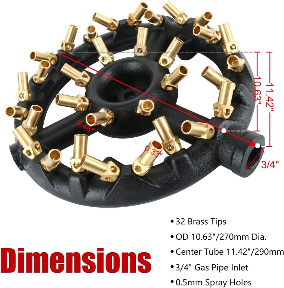 32 Tips Propane Gas Jet Burner 160,000 BTU Chinese Wok Range Grilling ...