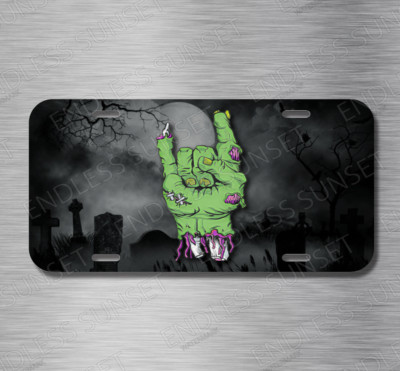 Rock Roll Hand Gesture Zombie Rock On Metal Punk License Plate Front ...