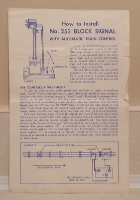 Lionel Postwar No. 253-43 Block Signal Original Instructions - Dated 10 ...
