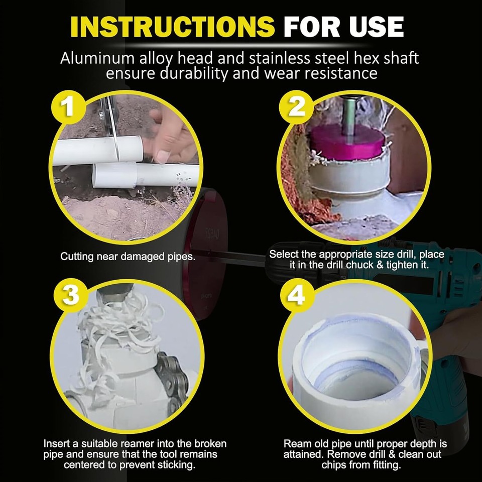 PPR400 PVC Pipe Reamer 4Inch Head Fitting Saver for Plumbing Sch.40 PVC ...