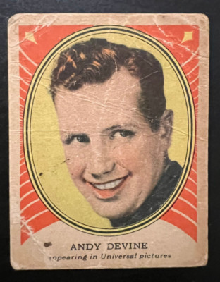 Shelby's Hollywood Picture Star Gum Card Andy Devine #1 1930's | eBay