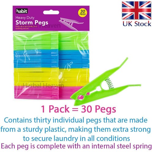 Clothes Clothing Pegs Heavy Duty Storm Peg Hanging Pin Clips Airer ...