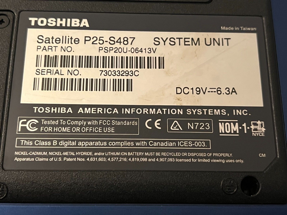 VINTAGE TOSHIBA SATELLITE 17.3 P25-S487 LAPTOP NOTEBOOK PENTIUM 4 3.00 ...