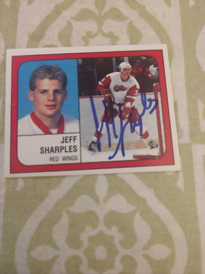 Jeff Sharples 1988-89 AUTOGRAPHED DETROIT RED WINGS Panini Sticker #38 ...