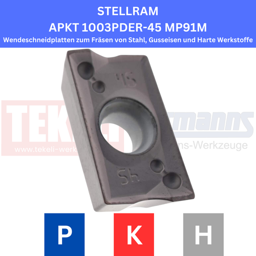 7 x STELLRAM APKT 1003PDER-45 MP91M Fräs-Wendeschneidplatten für Stahl ...