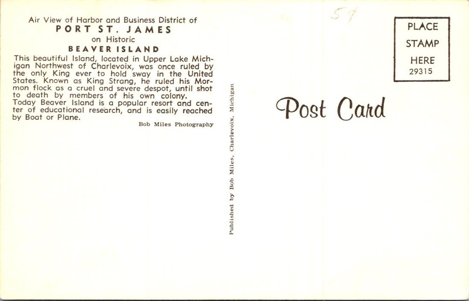 Air View, Business District, Beaver Island, ST. JAMES, Michigan Chrome ...