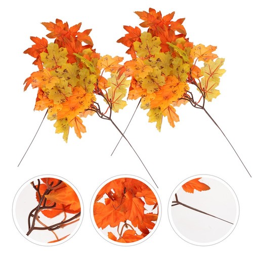 4 Pcs Autumn Maple Leaves Branches Artificial Fake Fall Leaves Harvest ...