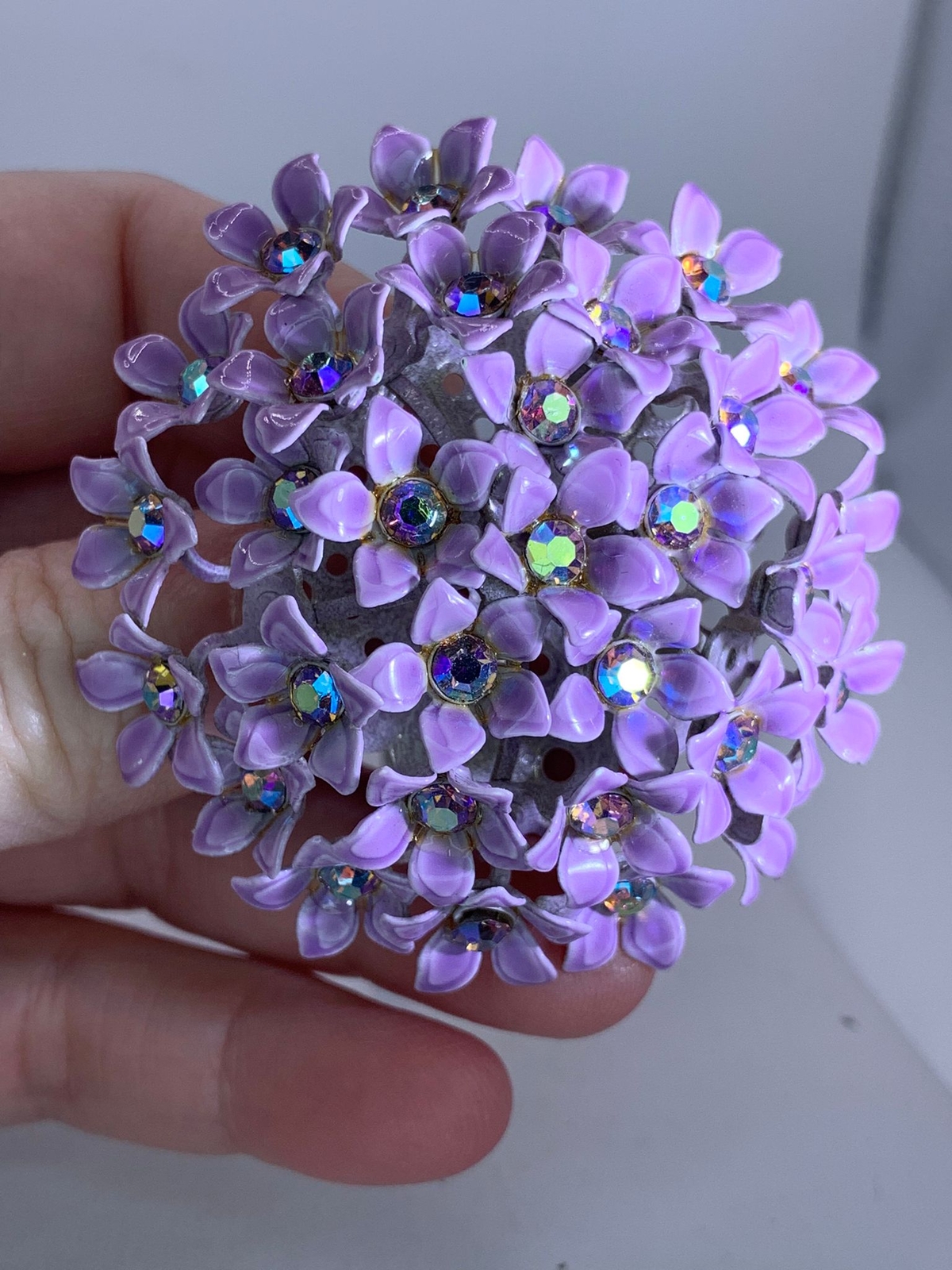 Flower Lilac Aurora Rhinestones KRAMER 1930s Vintage … - Gem