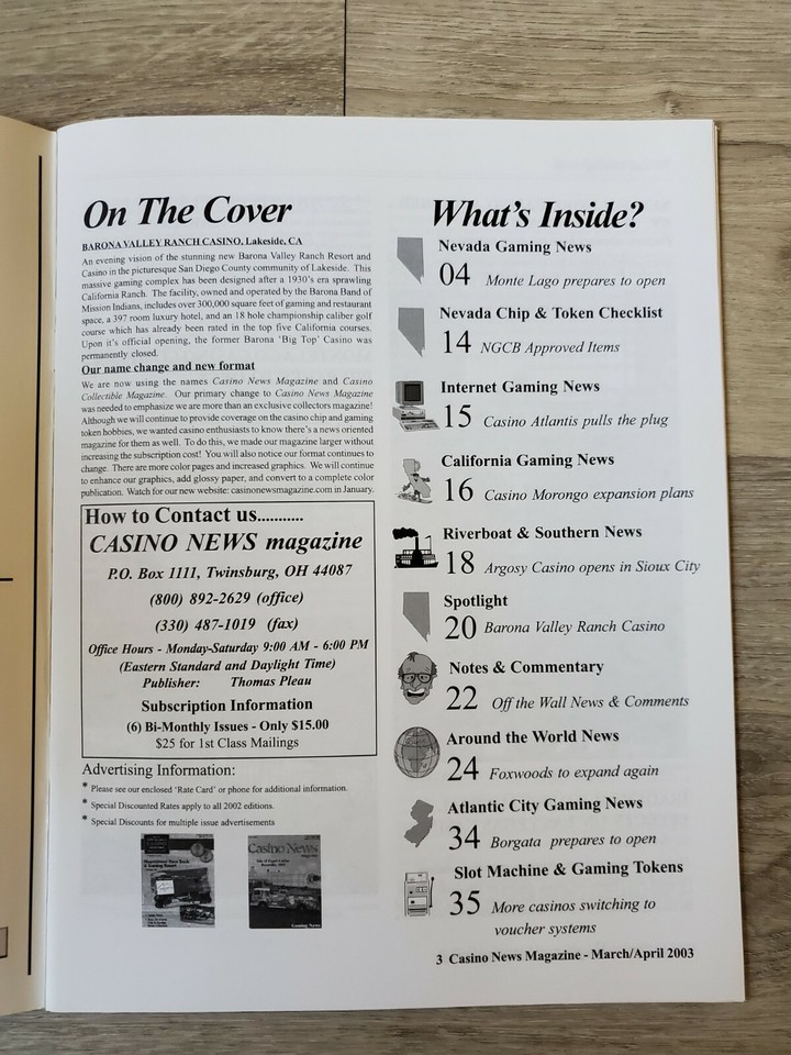 Casino News Magazine 2003 Featuring Barona Valley Ranch Resort & Casino ...