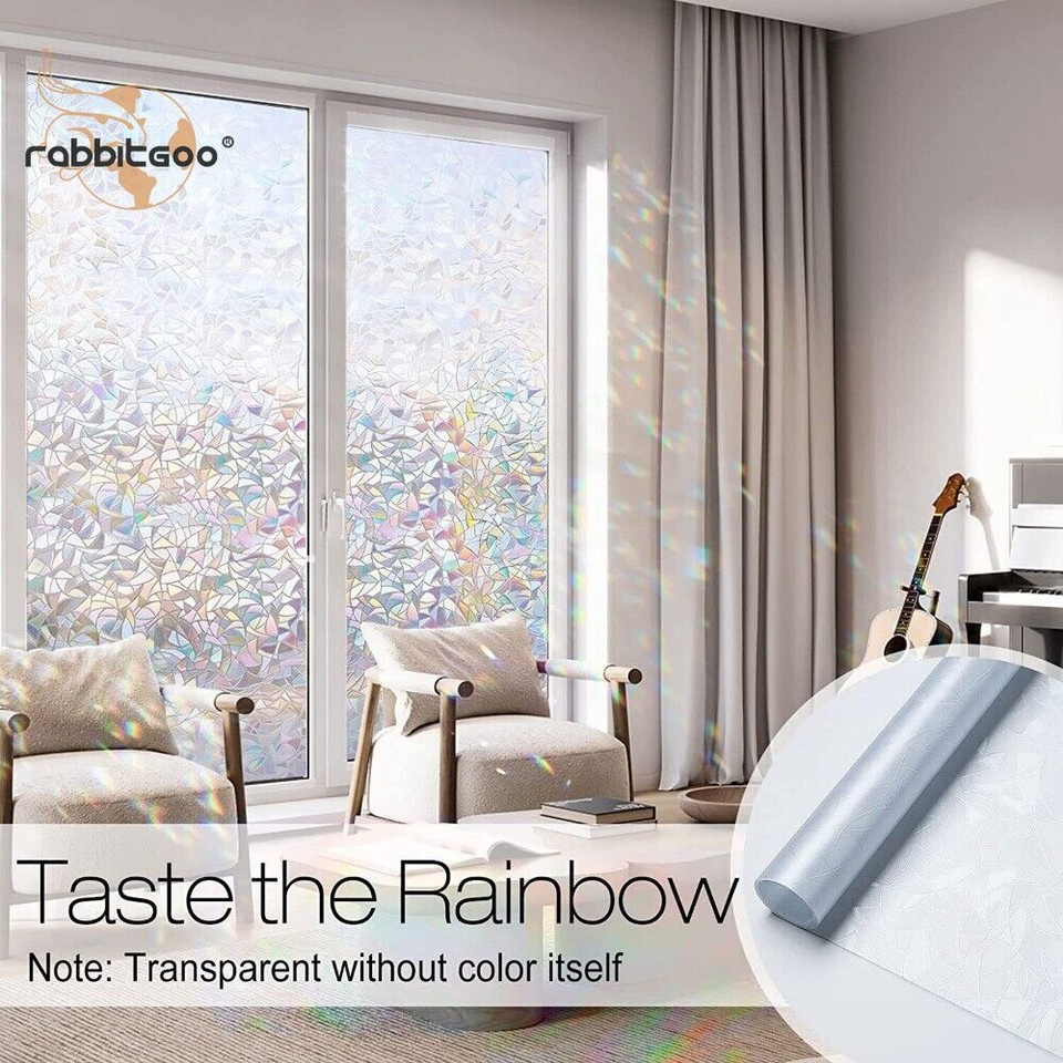 rabbitgoo 3D Privacy Window Film UV Blocking Decorative Static Cling ...