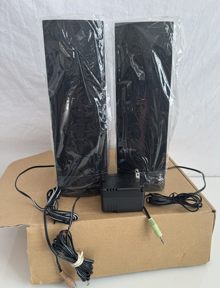 (2) IBM Infinity 3W Black Desktop Computer 11” Tall Speakers: P/N ...