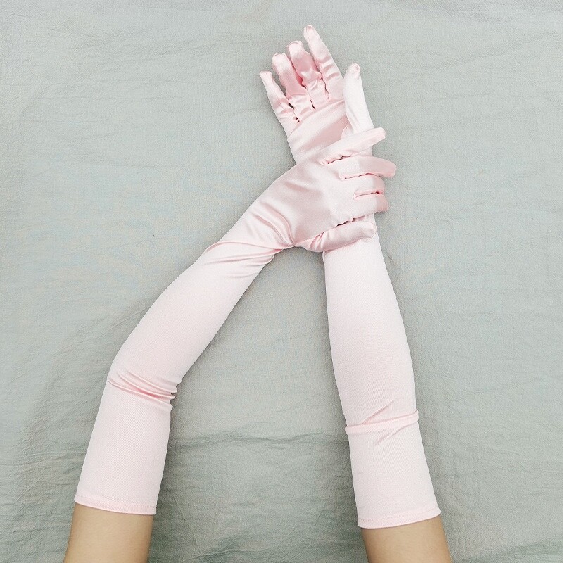 Satin Pink EXTRA LONG FINGERED PARTY PROM BRIDAL WEDDING OPERA GLOVE,21 ...