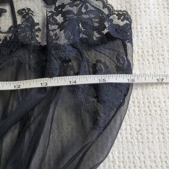 Perfectform Vintage Black Lace & Ribbons Sheer 2 piece Sz. 32C Negligee ...
