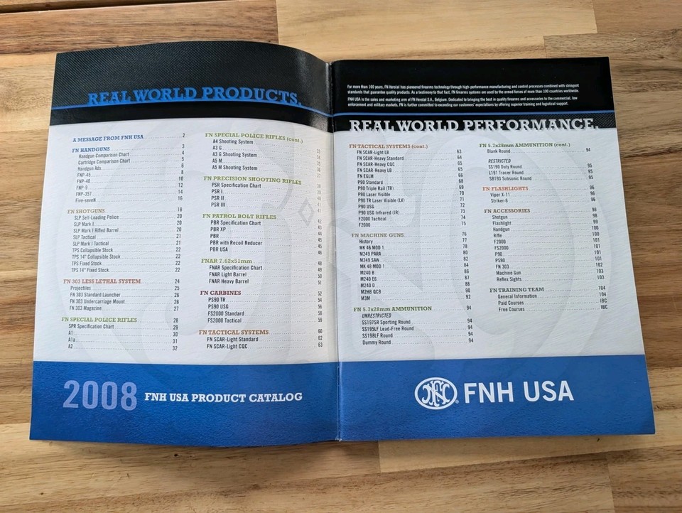 FN FNH USA Products Guns Catalog Booklet 2008 P90 PS90 FS2000 FNP SCAR ...