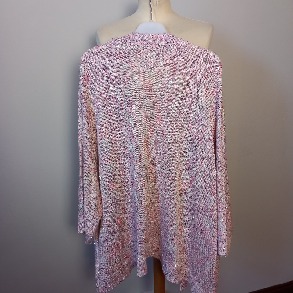 Women's David Emanuel Pink Sparkle Sequin Open knitted Cardigan UK Size ...