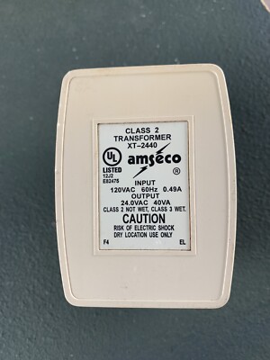 Amseco XT-2440 120VAC 60Hz 0.49A 24.0 VAC Class 2 Transformer Power ...