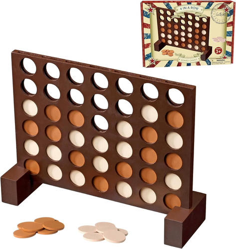 Wooden 4 in a Row Game, Classic Strategy Game for Kids and Adults ...