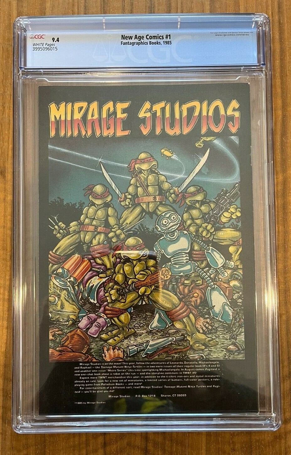 New Age Comics 1, 1985, 1st Color TMNT, Teenage Mutant Ninja Turtles ...