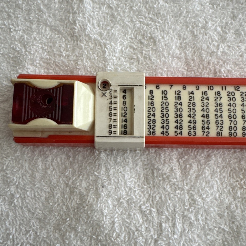 Vintage Sterling Multiplier Pencil Box, Sharpener & Ruler, Red And ...